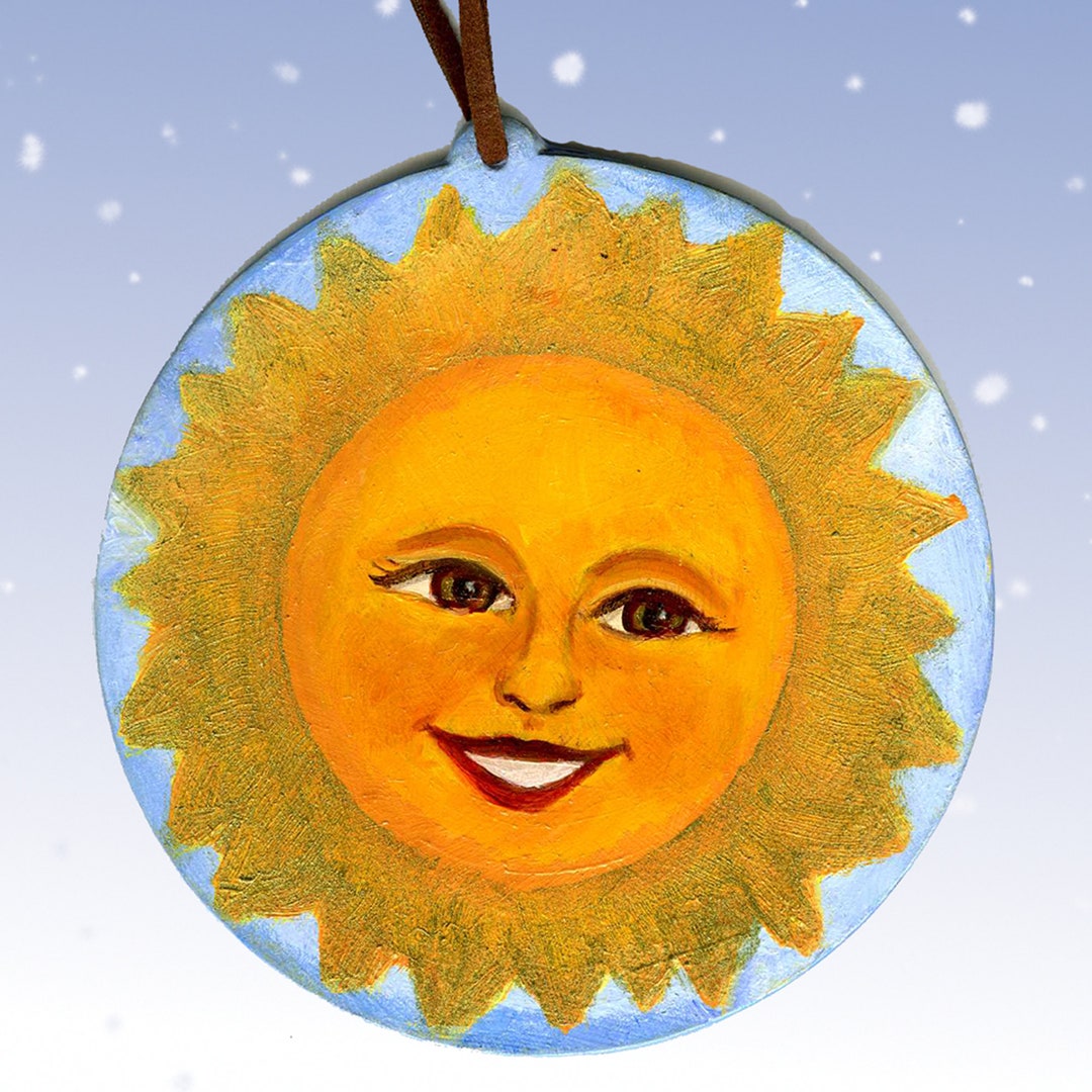 Smiling Sun Original Hand-painted Ornament - Etsy