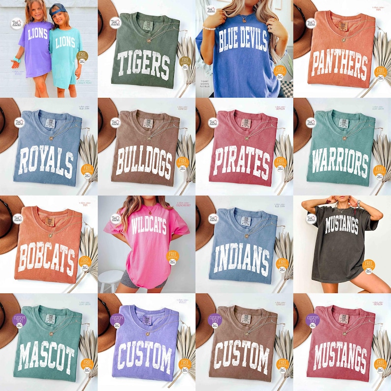 Comfort Colors® Custom Team Mascot Shirts, School Spirit Mascot Fan ...