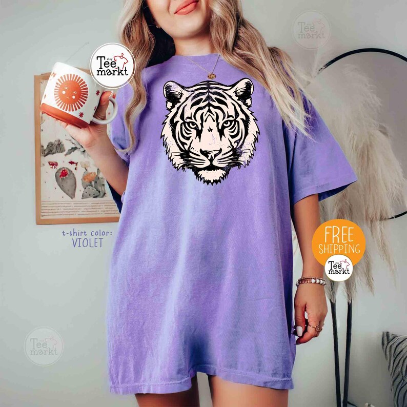 Comfort Colors® Tiger Face Shirt, Tigers Shirt, Easy Tiger Shirt, Tiger ...