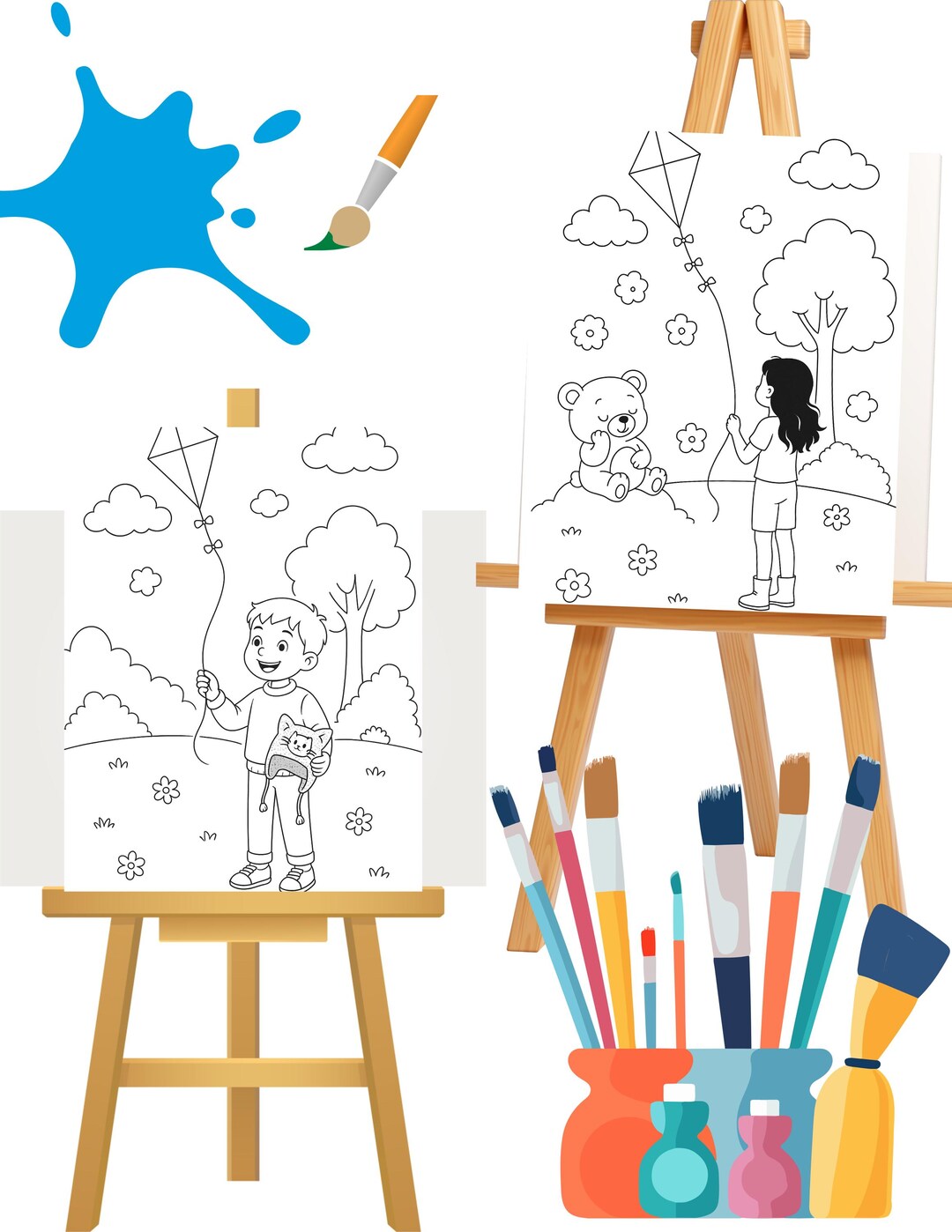 Primary School Coloring, Printable Coloring Page – Boy or Girl Flying a ...
