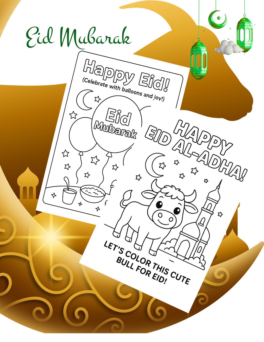 Eid Al-adha Coloring Pages for Kids – 4 Printable Eid Activities – 8 ...