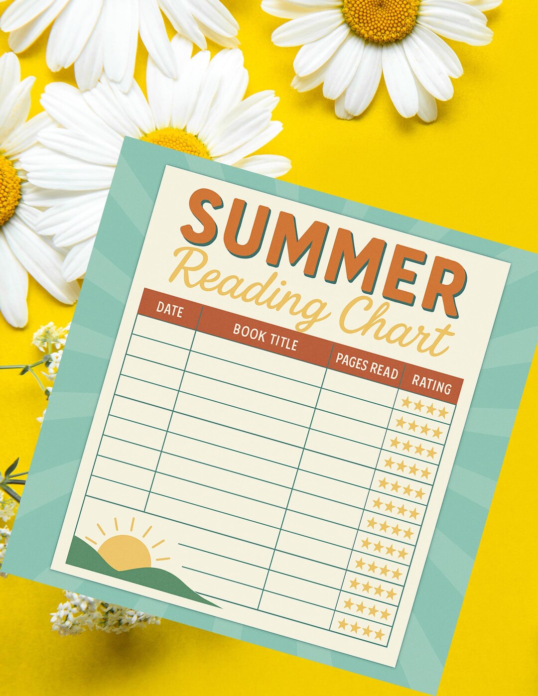 Summer Reading Chart Printable PDF | Kids Book Log Tracker | Digital ...