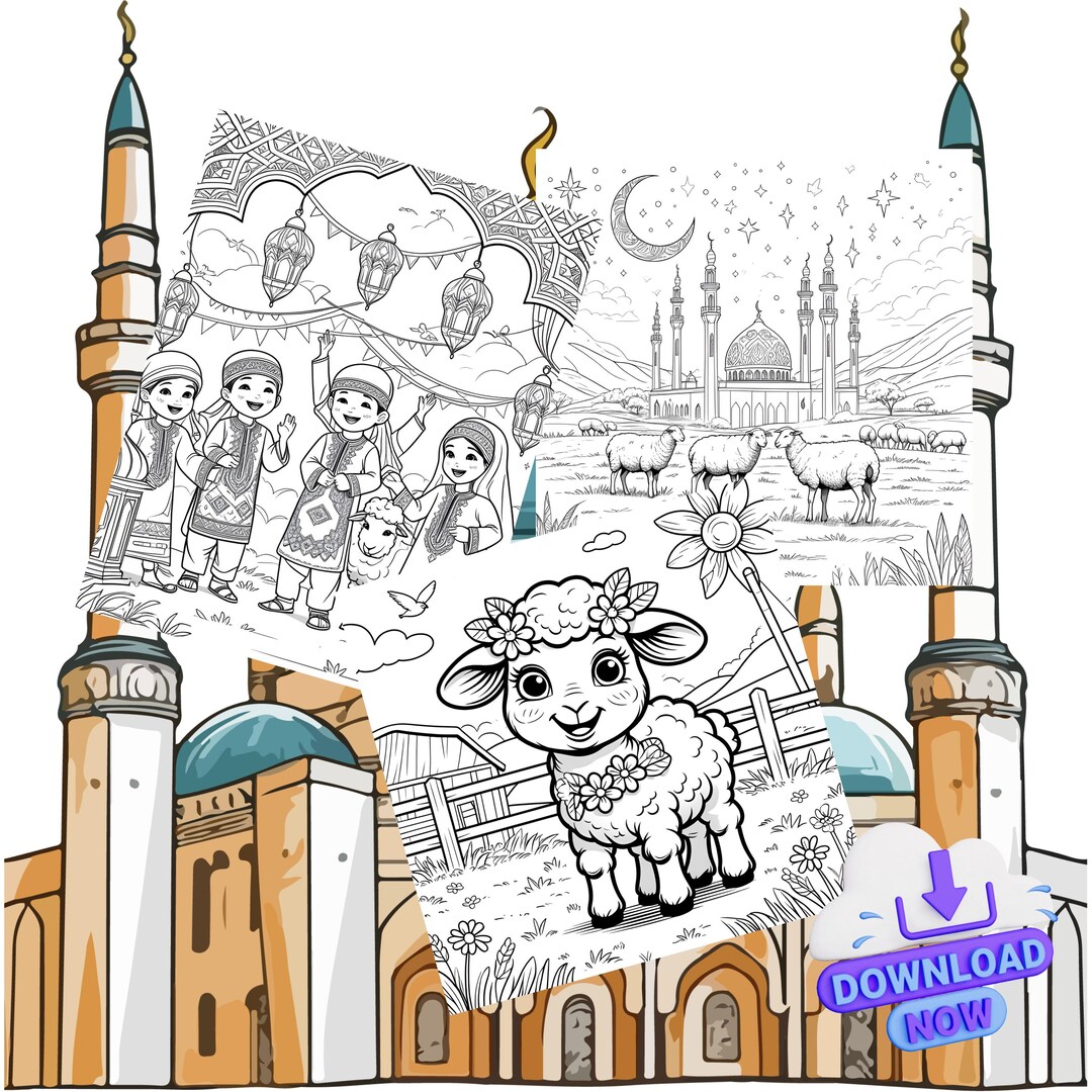 Eid Al-adha Coloring Pages for Kids and Adults– 4 Printable Eid ...