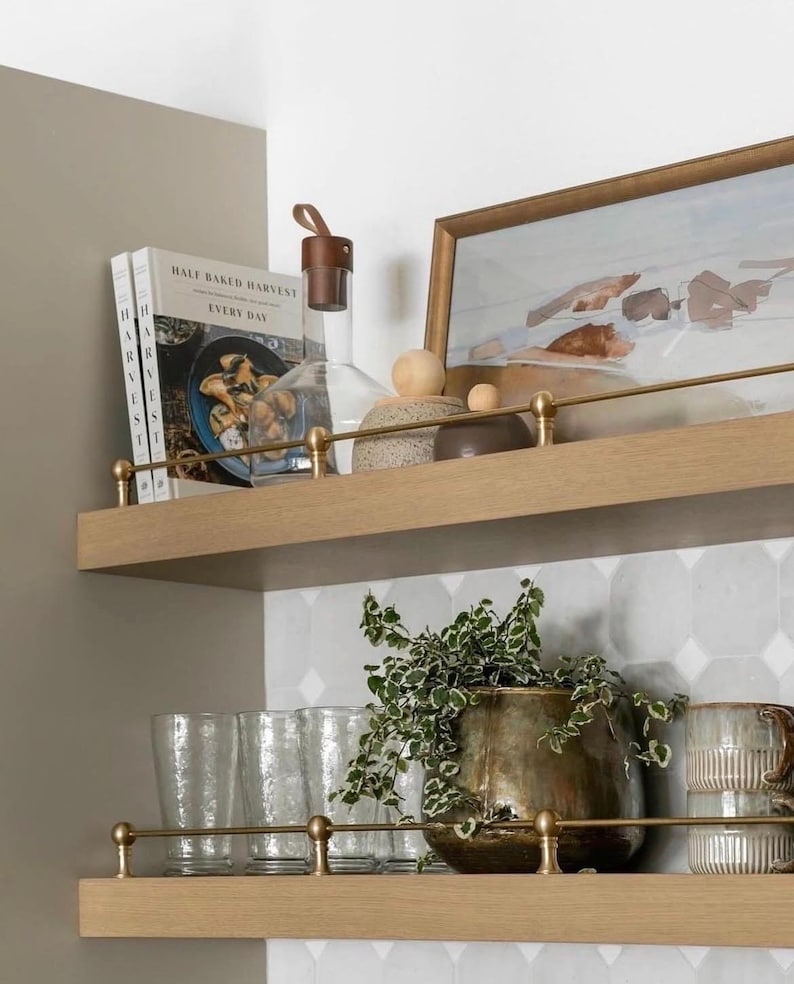 Handmade Moroccan Brass Gallery Rail: Unlacquered Solid Brass Shelf Bar ...