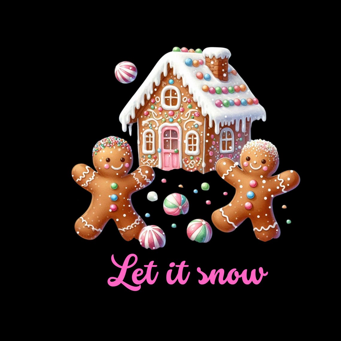 Gingerbread Men Snowball Fight PNG - Etsy