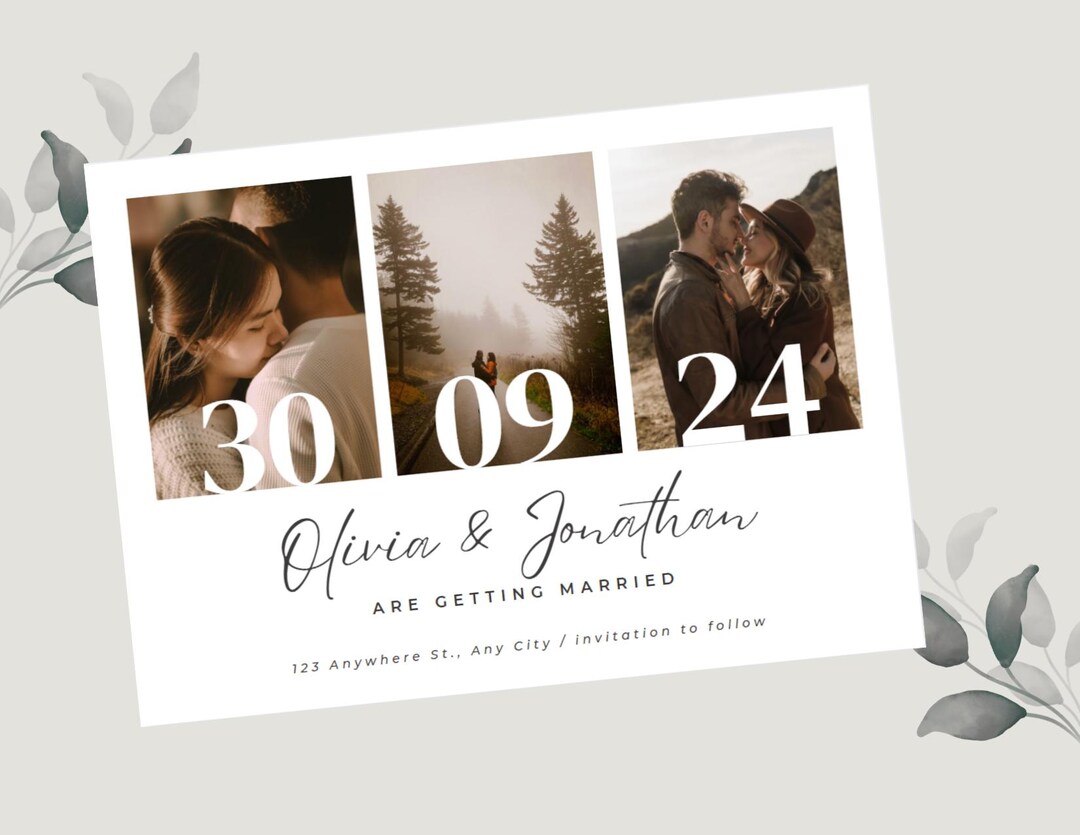 Modern Photo Collage Wedding Invitation Template - Etsy