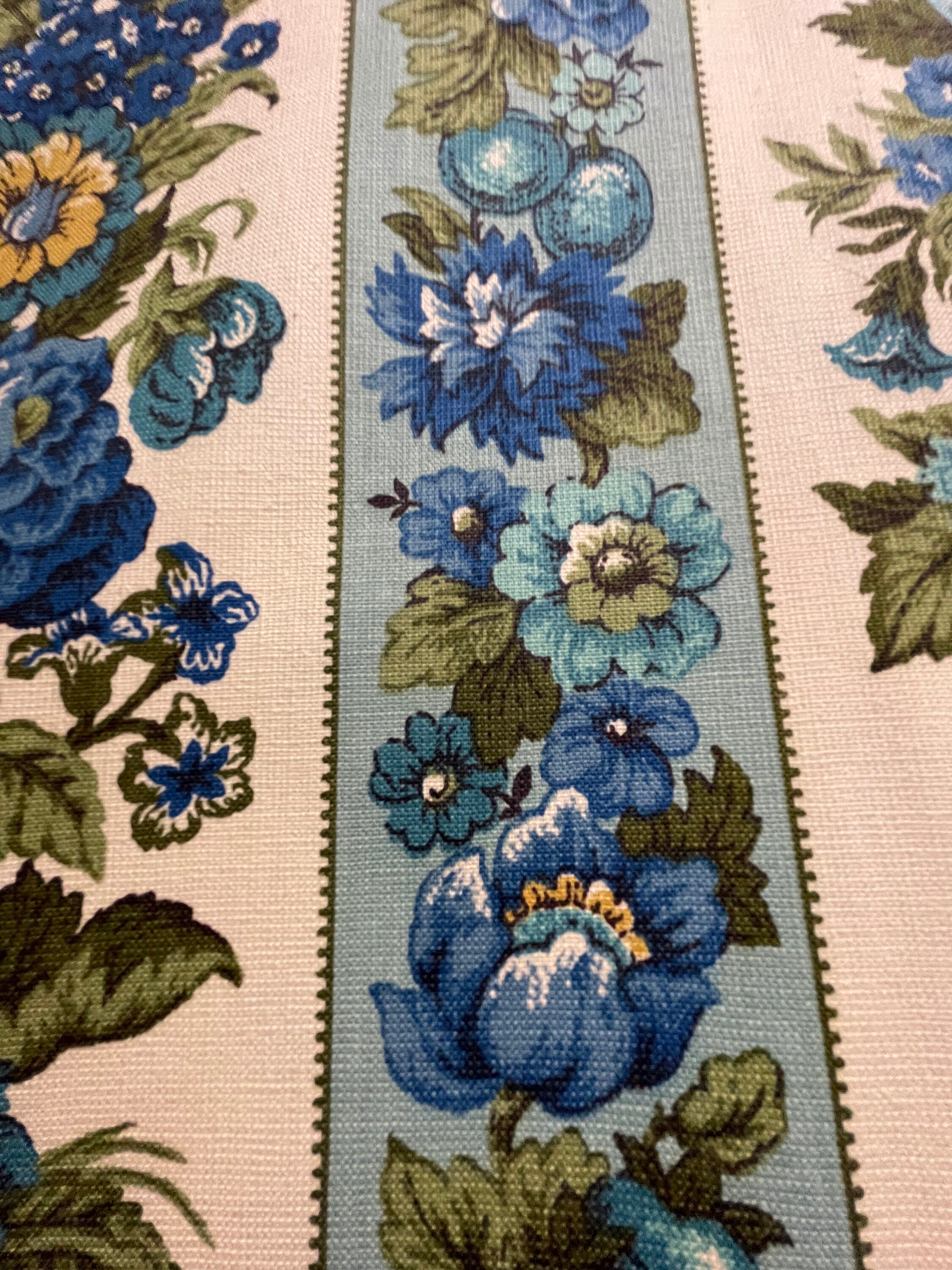 Waverly Fruit & Floral Ribbon Stripe "scarborough" Cobalt Blue, Teal ...