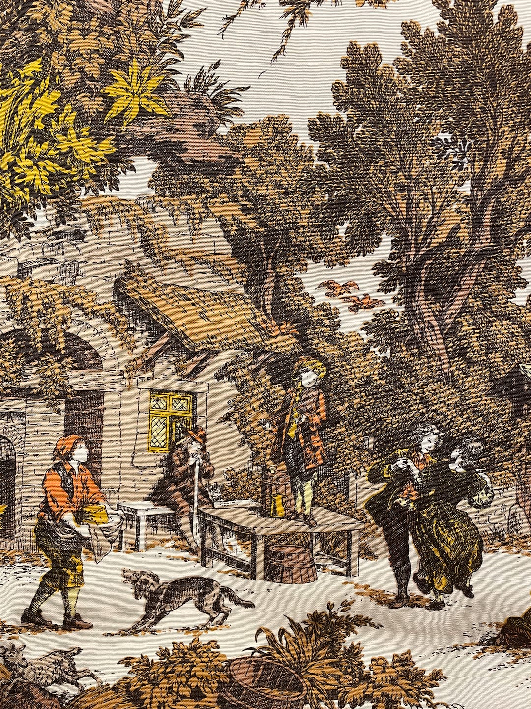 SALE Pastoral Toile Harvest Festival Americana Pictorial Print ...