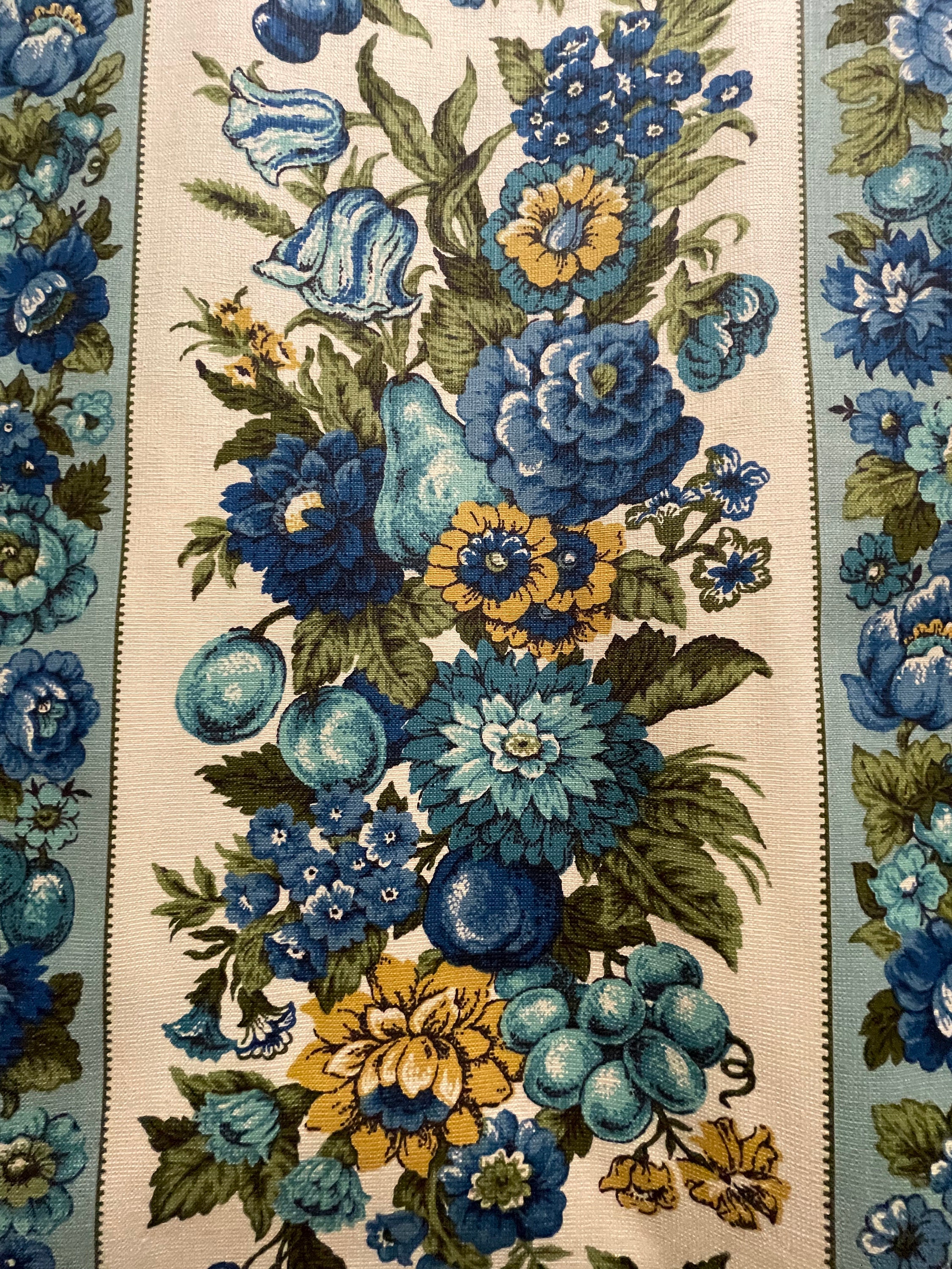 Waverly Fruit & Floral Ribbon Stripe "scarborough" Cobalt Blue, Teal ...