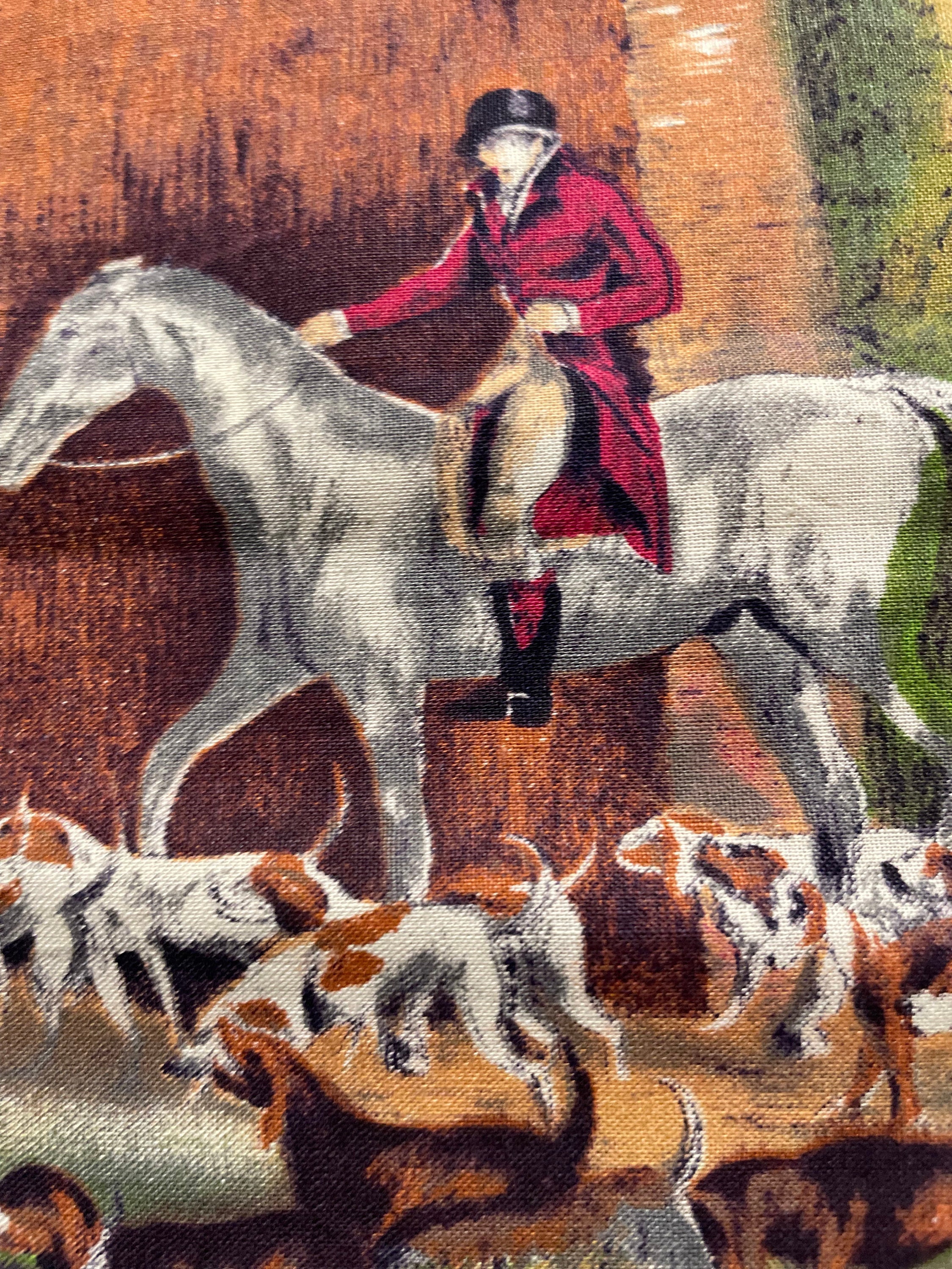 Vintage English Hunting Scene Fabric: Beagles Screen Print, 64" X 38 ...
