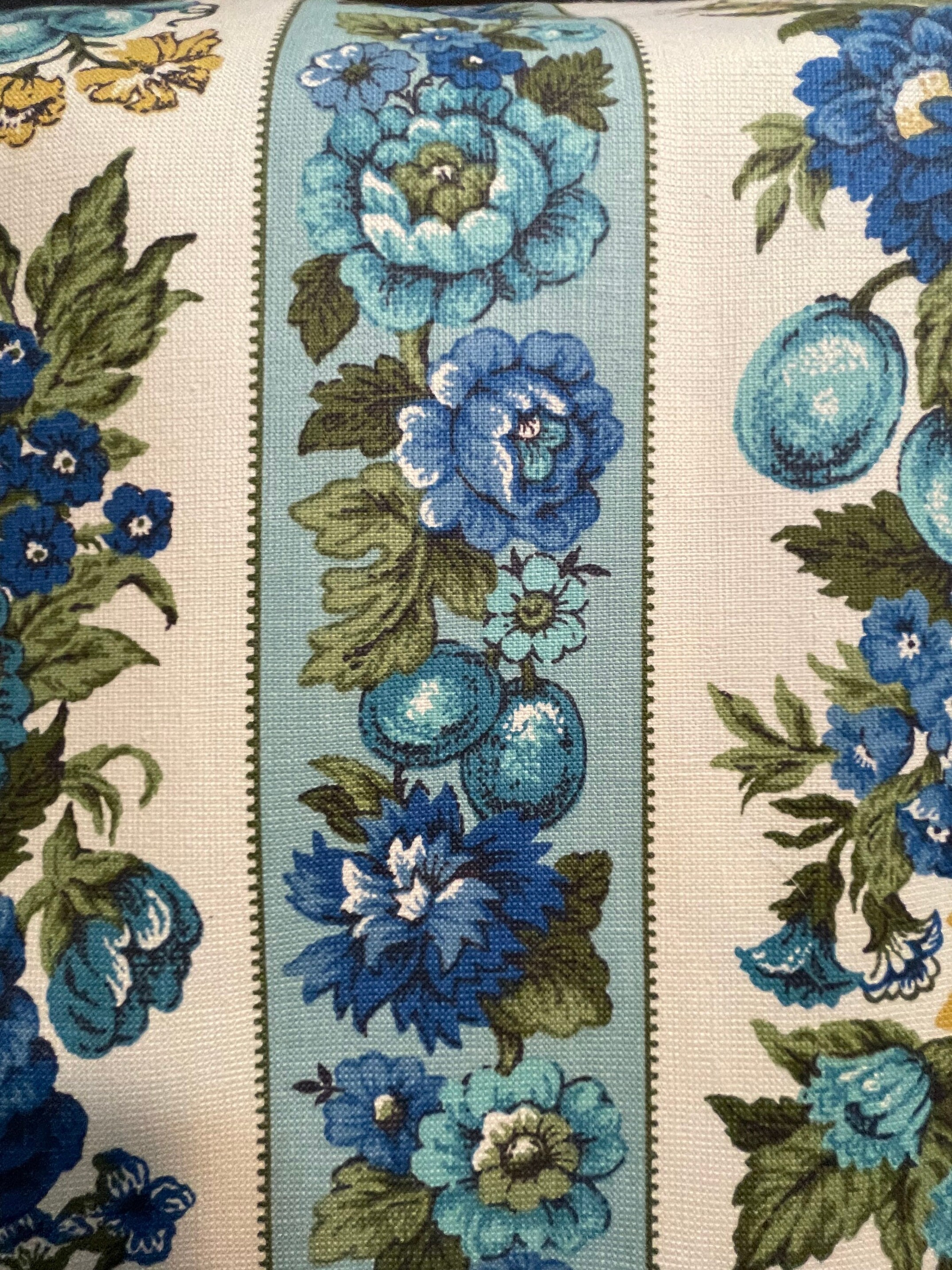 Waverly Fruit & Floral Ribbon Stripe "scarborough" Cobalt Blue, Teal ...