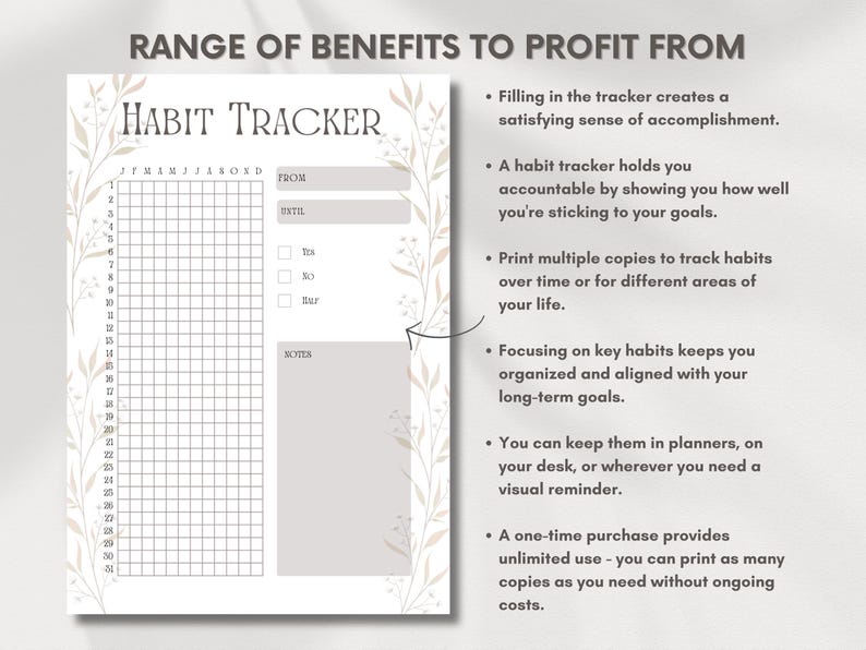 Monthly Habit Tracker Printable, Habit Tracker Template, Routine ...