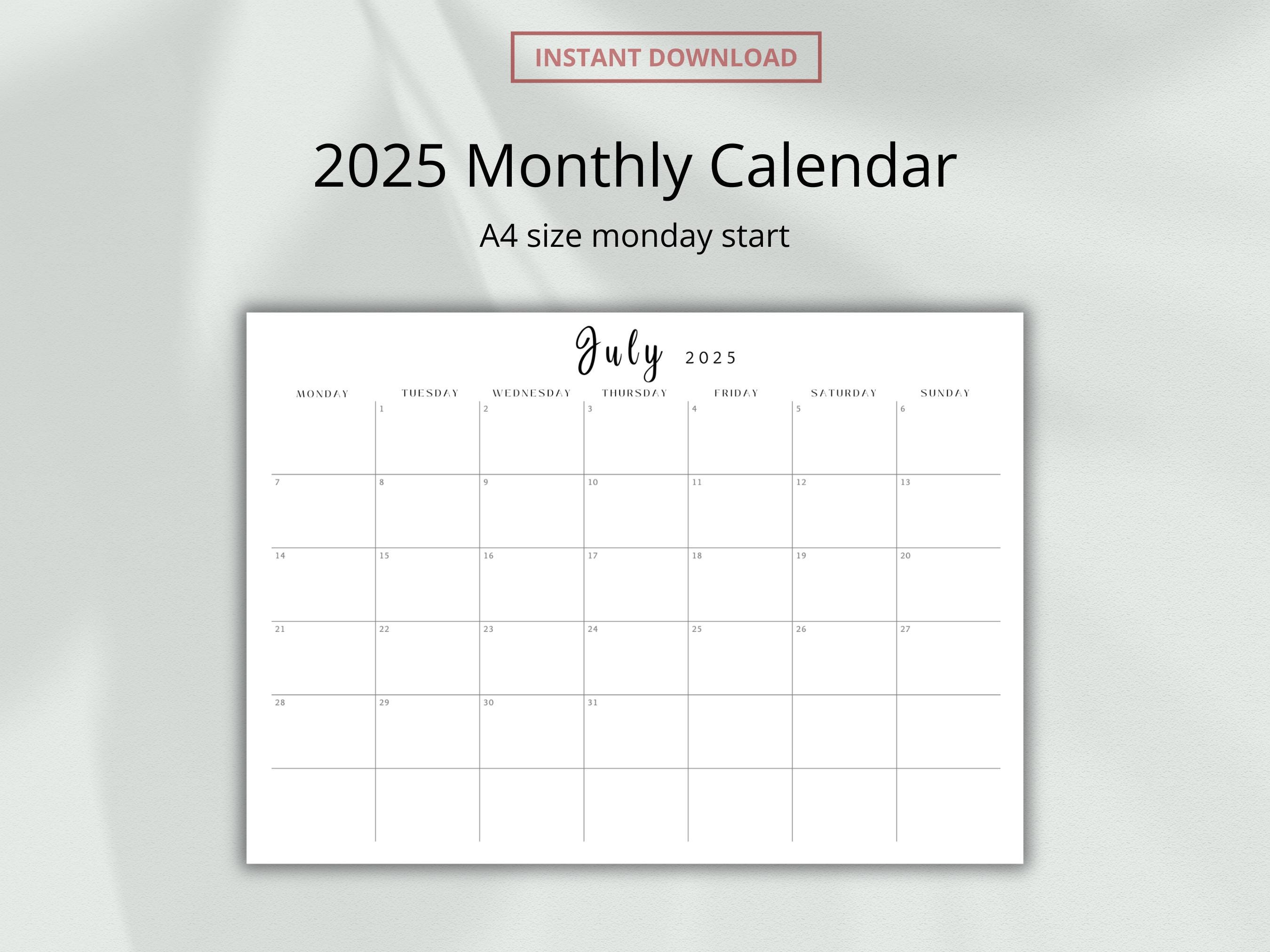 2025 Minimalist Calendar 2025 Planner Landscape 2025 Calendar LUXE ...