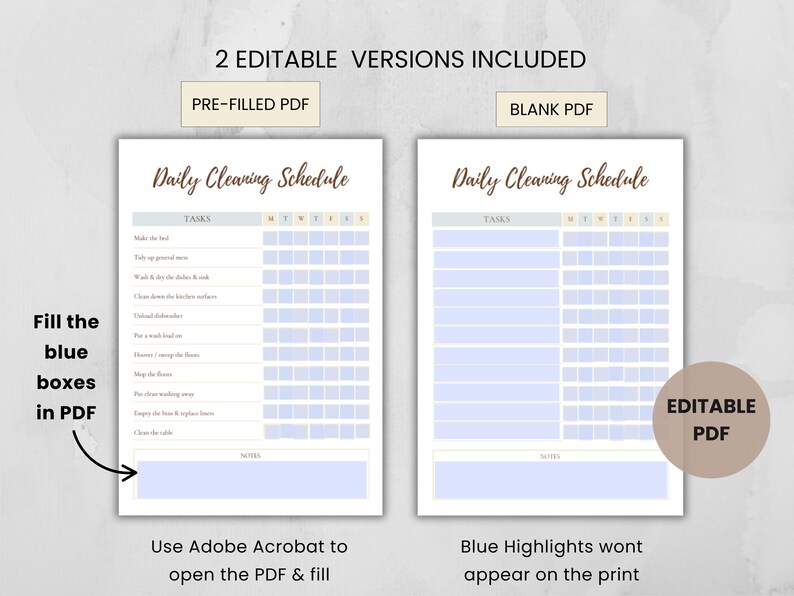 Editable Cleaning Schedule | Colorful Printable & Fillable PDF | Daily ...