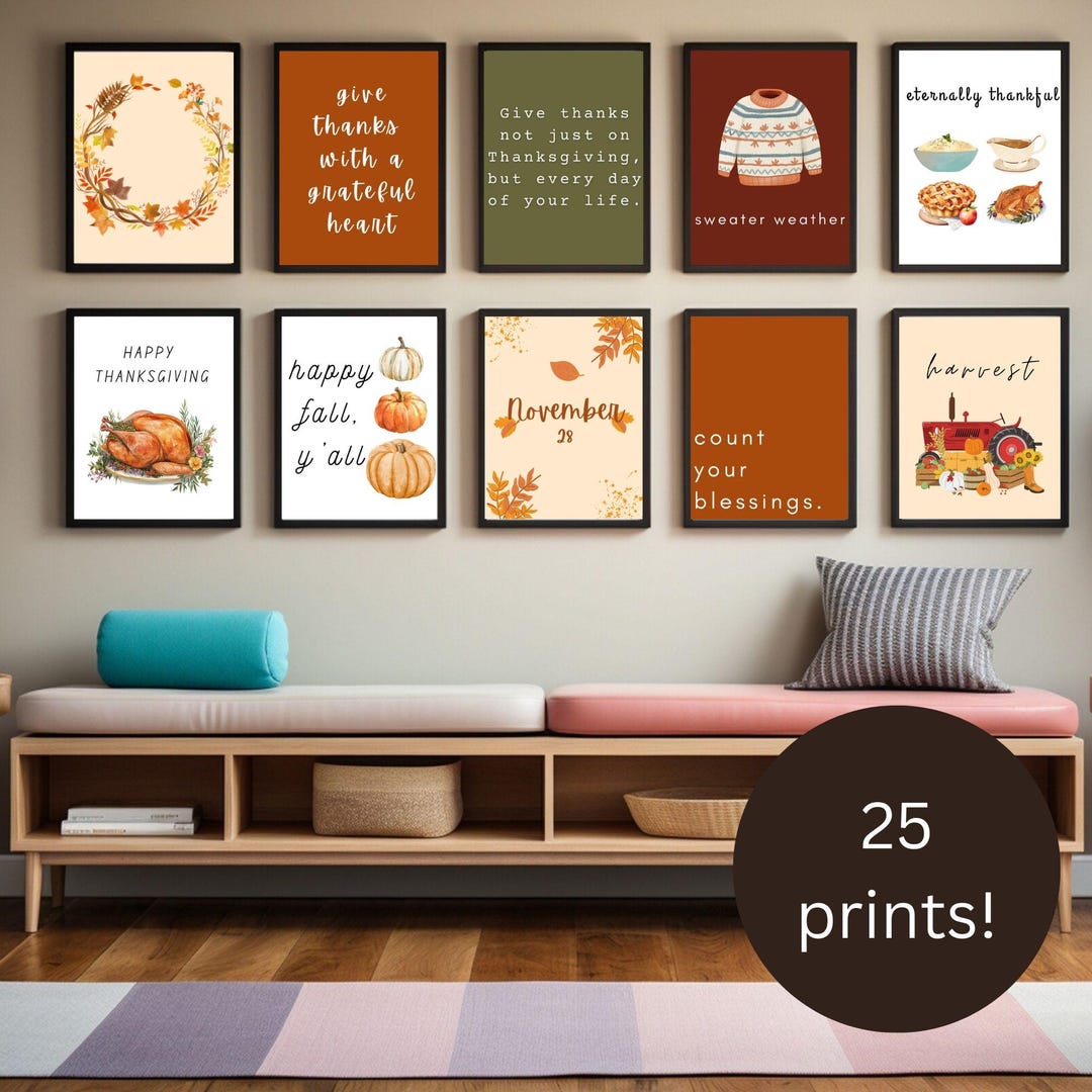 Thanksgiving Gallery Wall Art Set | Thanksgiving Printable Wall Art ...