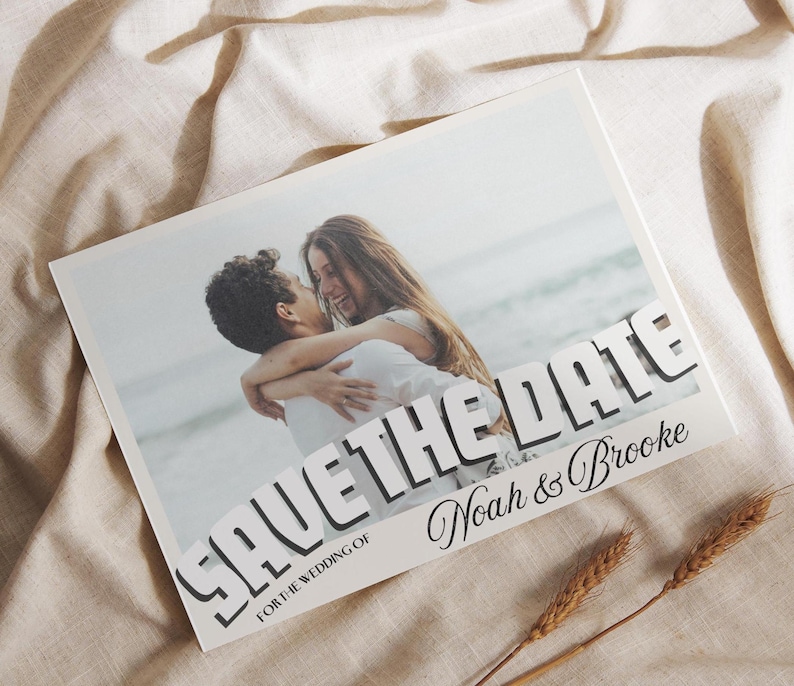 Vintage Photo Save the Date Postcard Template, Printable Customizable ...