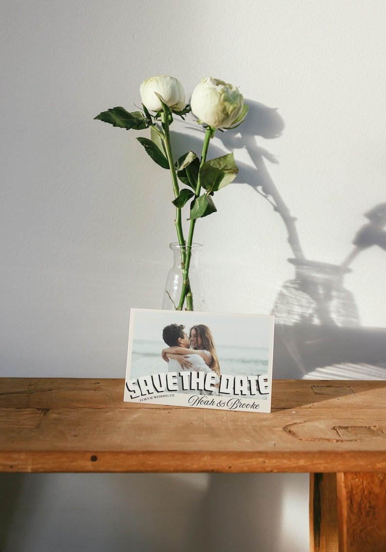 Vintage Photo Save the Date Postcard Template, Printable Customizable ...
