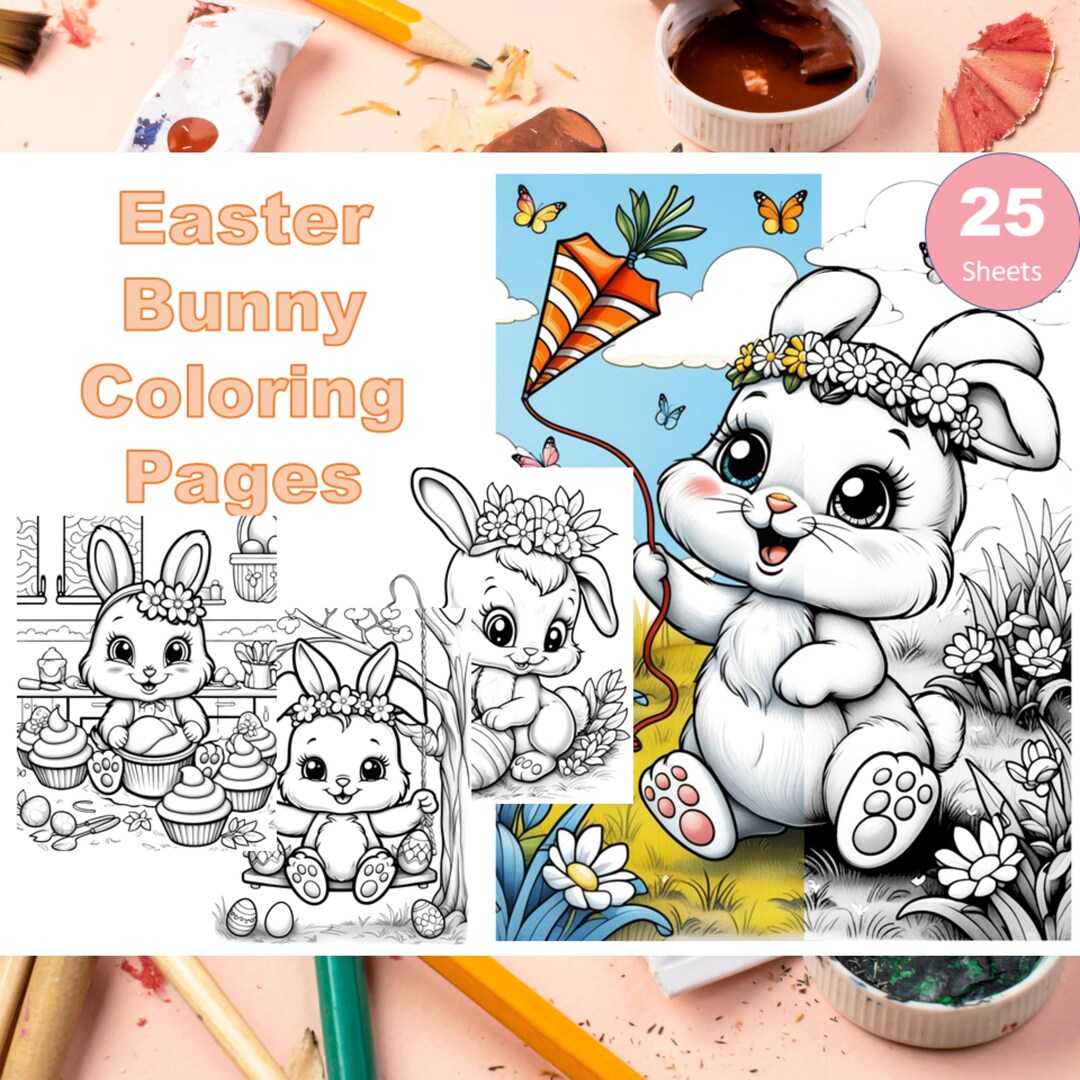 Easter Coloring Pages for Kids Cute Bunnies Easter Eggs 25 Fun ...