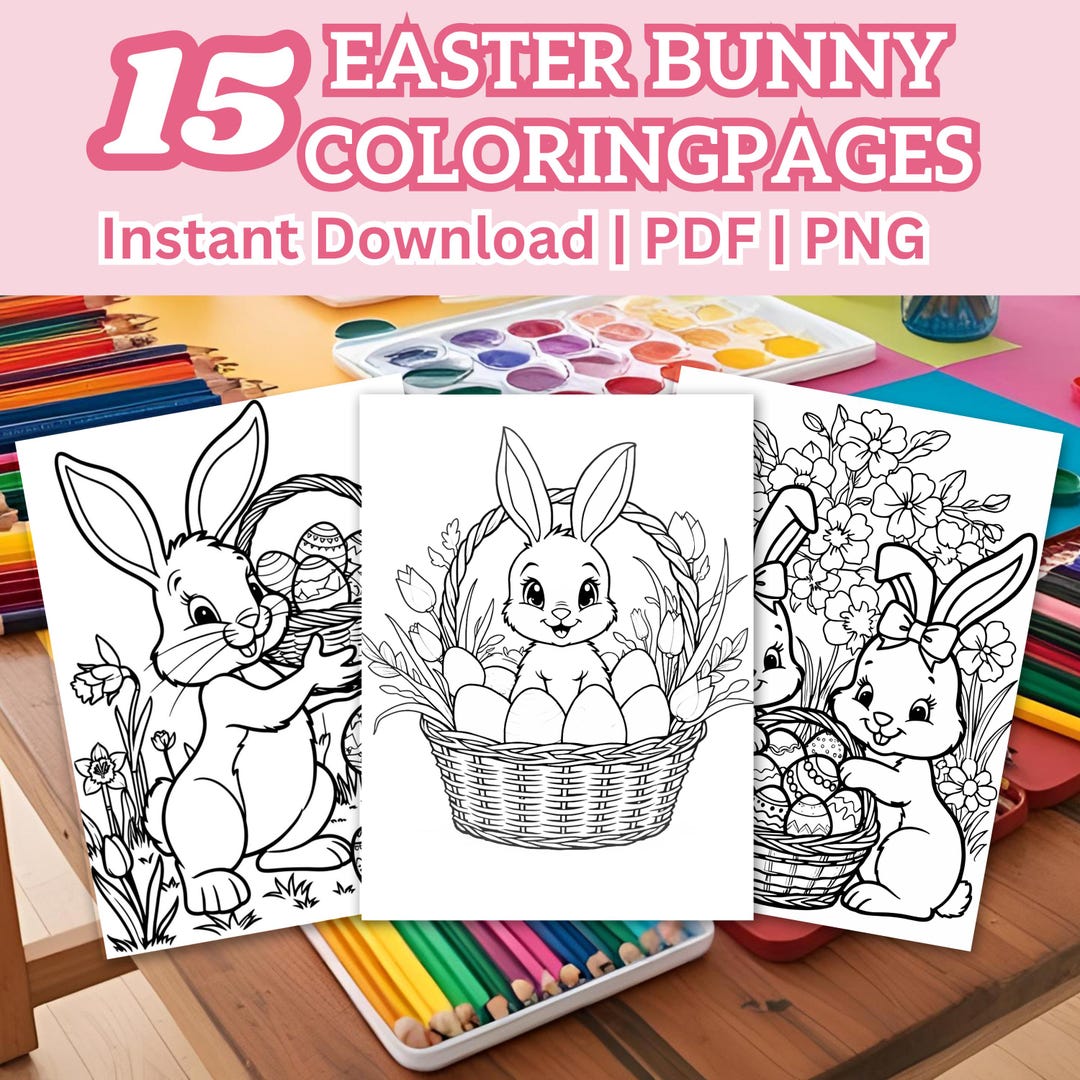 Easter Coloring Pages for Kids Cute Bunnies Easter Eggs 15 Fun ...