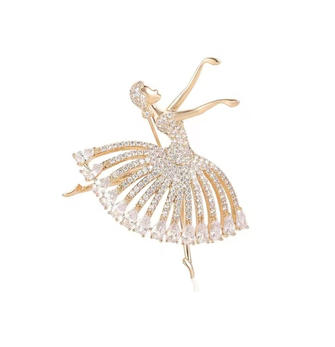 Swarovski Crystal Ballerina Brooch: 18k Gold Ballet Dancer Gift - Etsy