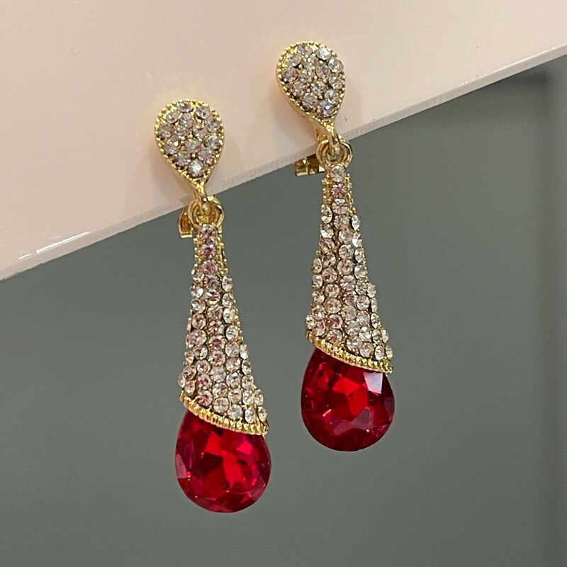 Red Clip Earrings - Etsy