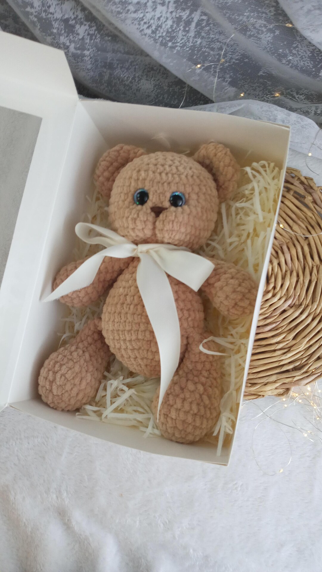 Cute Crochet Teddy Bear, Stuffed Baby Toys, Tiny Teddy Bear, Beige ...