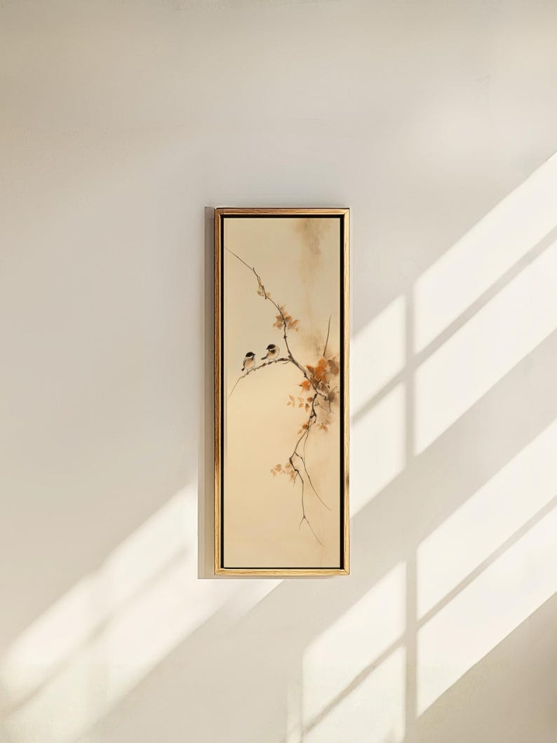 Japandi Wall Art | Tall Narrow Bird Print for Hallway or Fall Decor ...