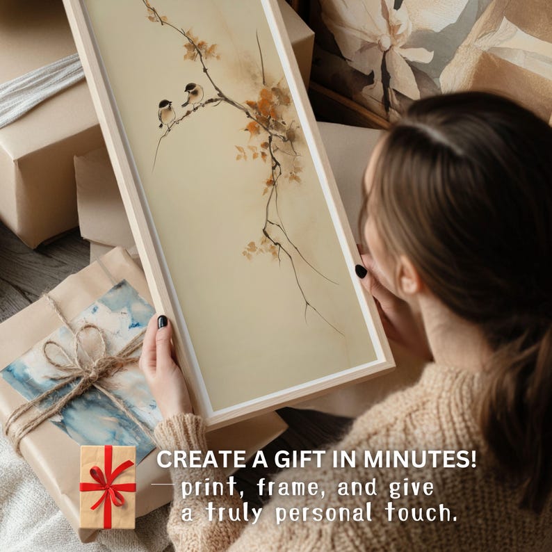 Japandi Wall Art | Tall Narrow Bird Print for Hallway or Fall Decor ...