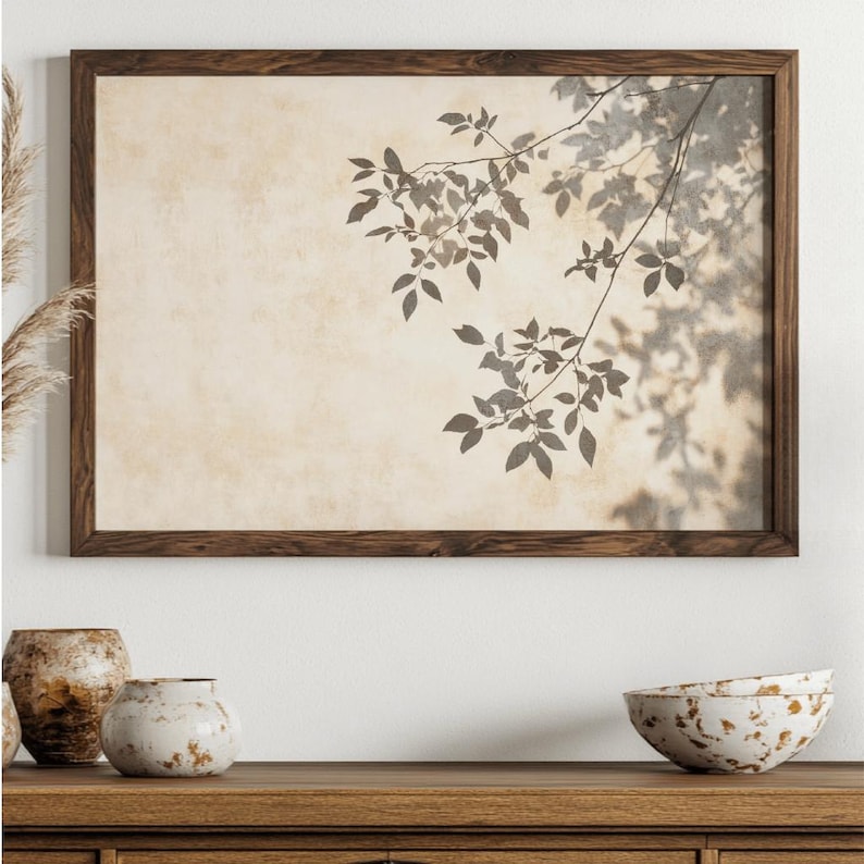 Minimalist Birch Tree Shadow Print | Japandi Digital Wall Art in Earth ...
