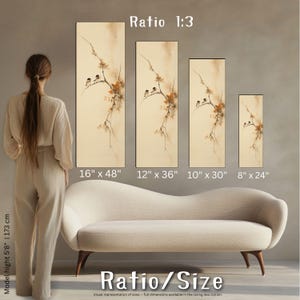 Japandi Wall Art | Tall Narrow Bird Print for Hallway or Fall Decor ...