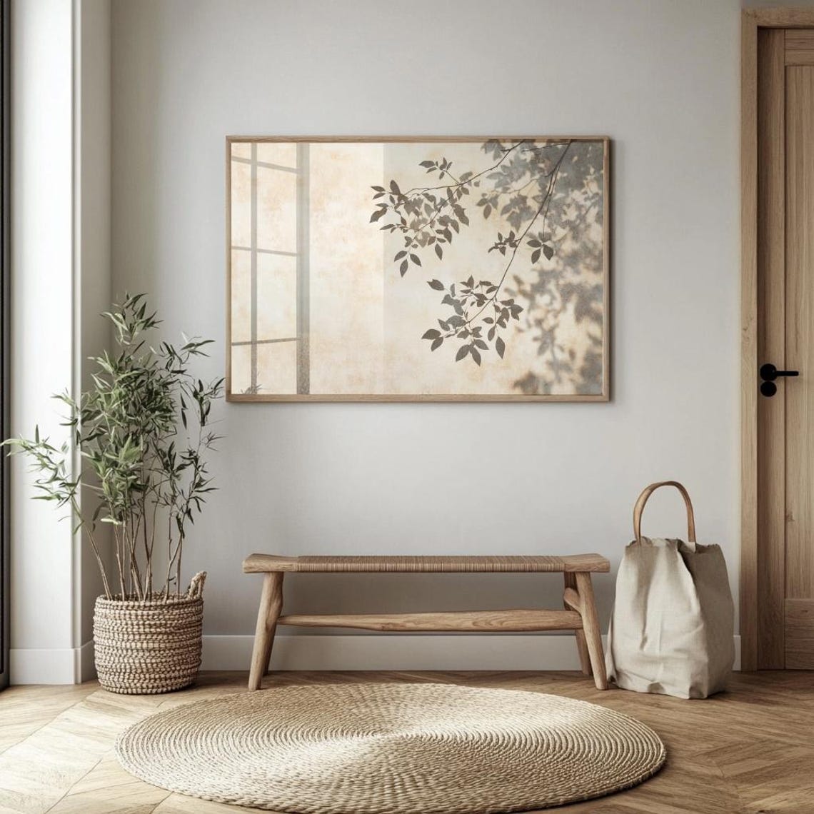 Minimalist Birch Tree Shadow Print | Japandi Digital Wall Art in Earth ...