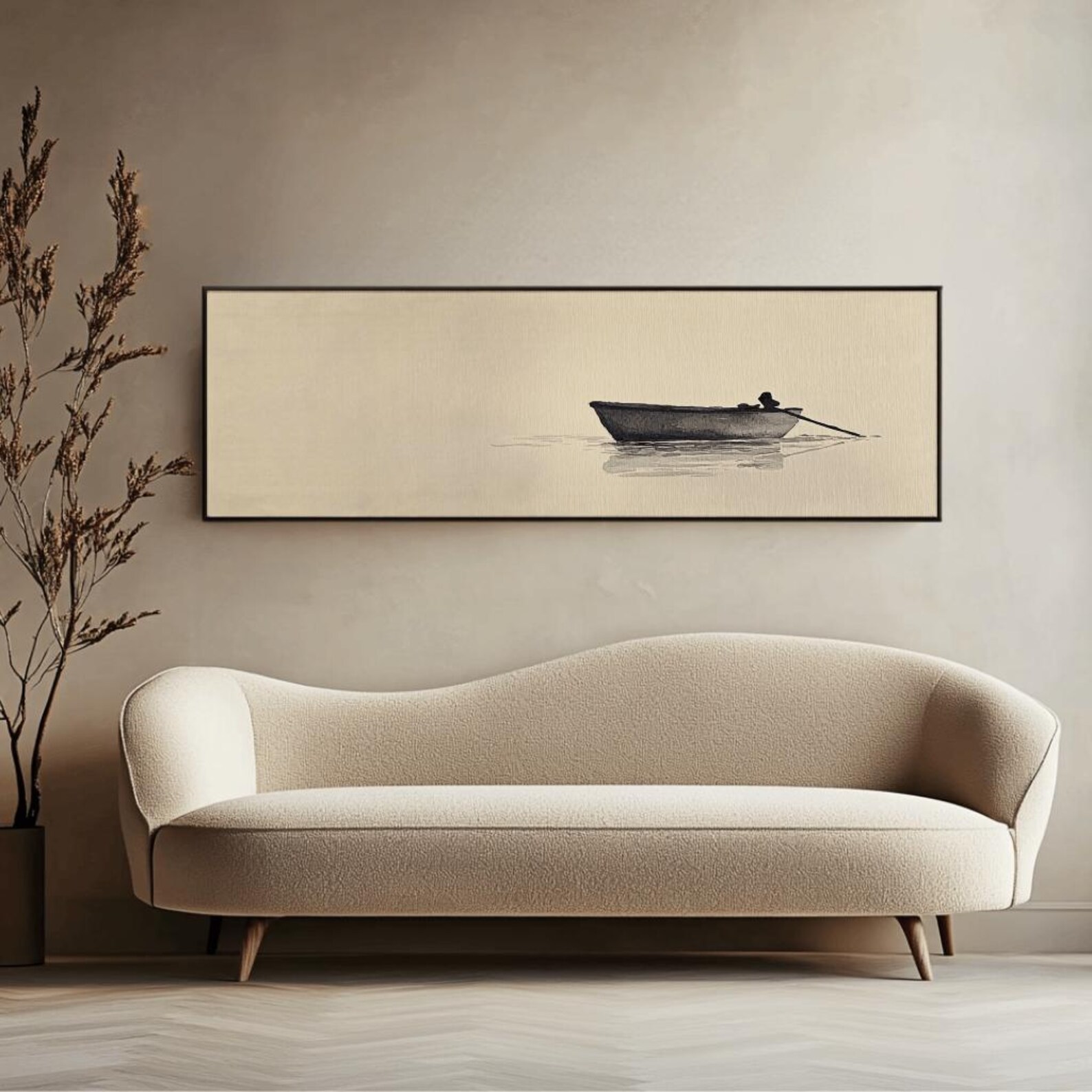 Japandi Panoramic Wall Art Set of 4 | Long Narrow Digital Prints for ...