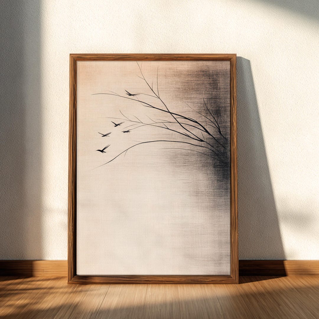 Japandi Wabi Sabi Birds Wall Art | Minimalist Japanese Digital Print ...