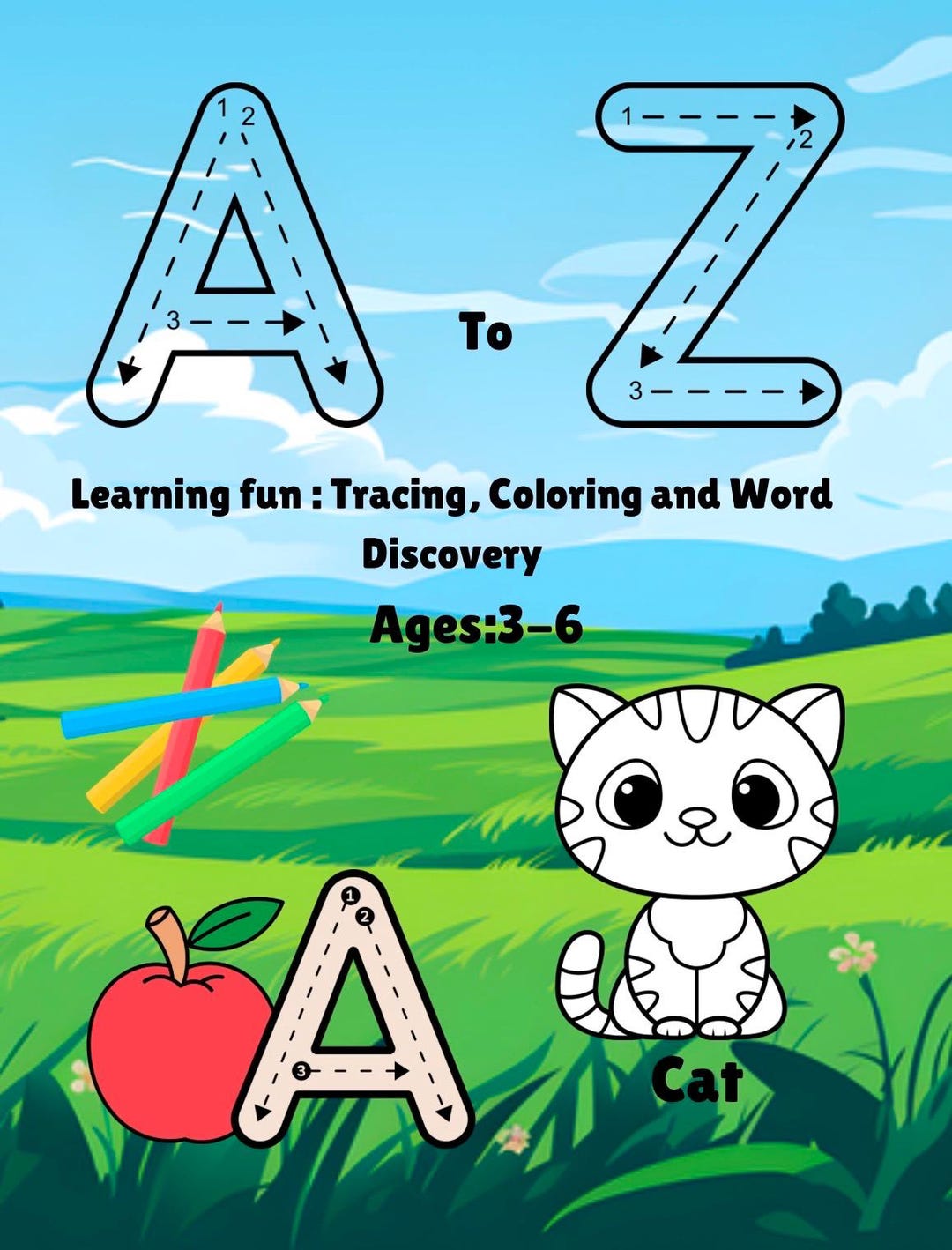 A to Z | Learning Fun: Tracing, Coloring and Word Discovery - Etsy