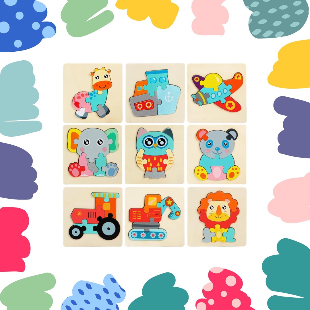 Kids Wooden Toys 3D Wood Puzzle Cartoon Animals Cognitive Jigsaw Puzzle ...