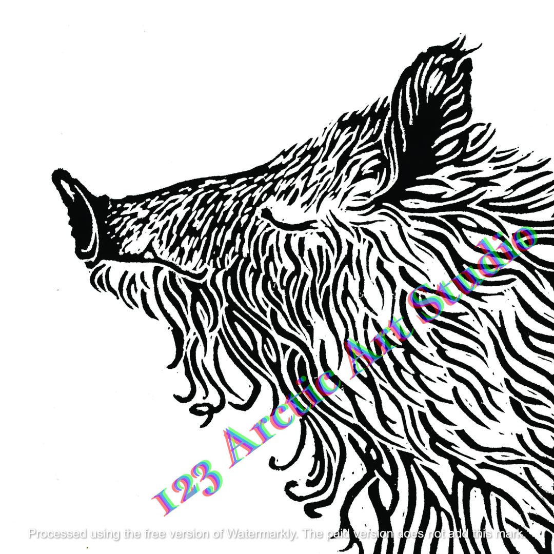 Wild Boar Linocut Print, Arctic Wildlife Art - Etsy