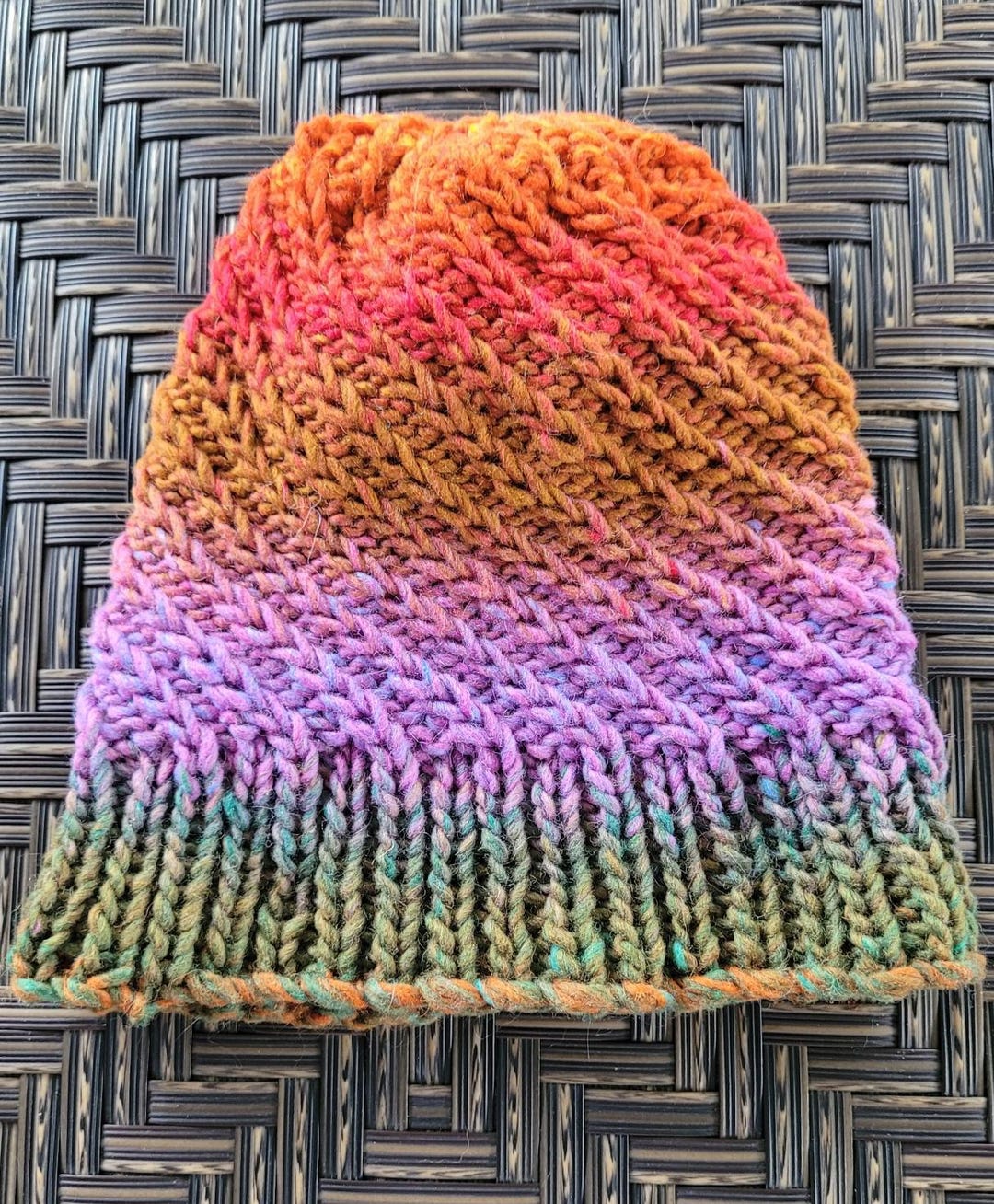Adult Size Luxury Handknit Hat, Color-fade, Bulky, Chunky, 100%, With ...
