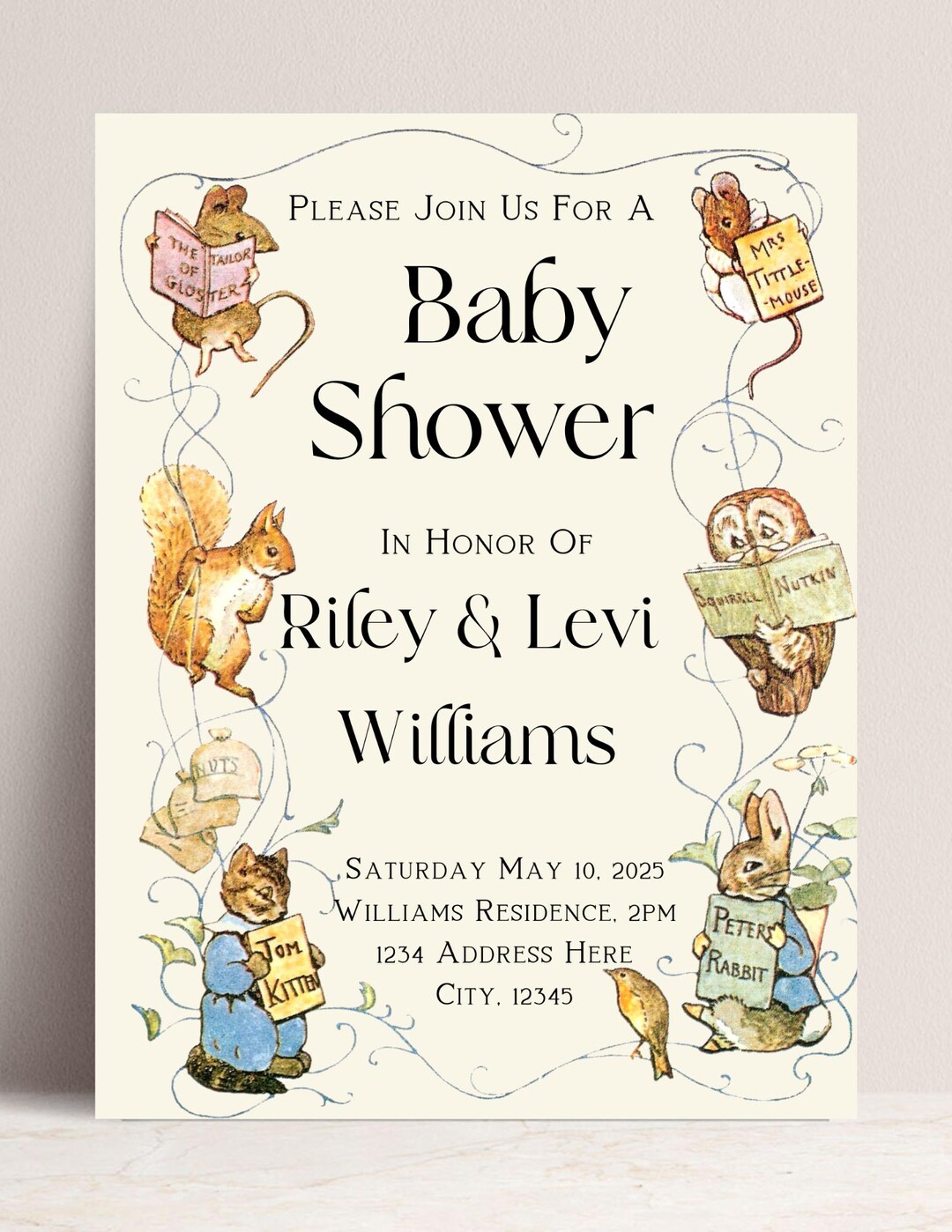 Baby Shower Invitation Beatrix Potter Peter Rabbit Tom Kitten - Etsy