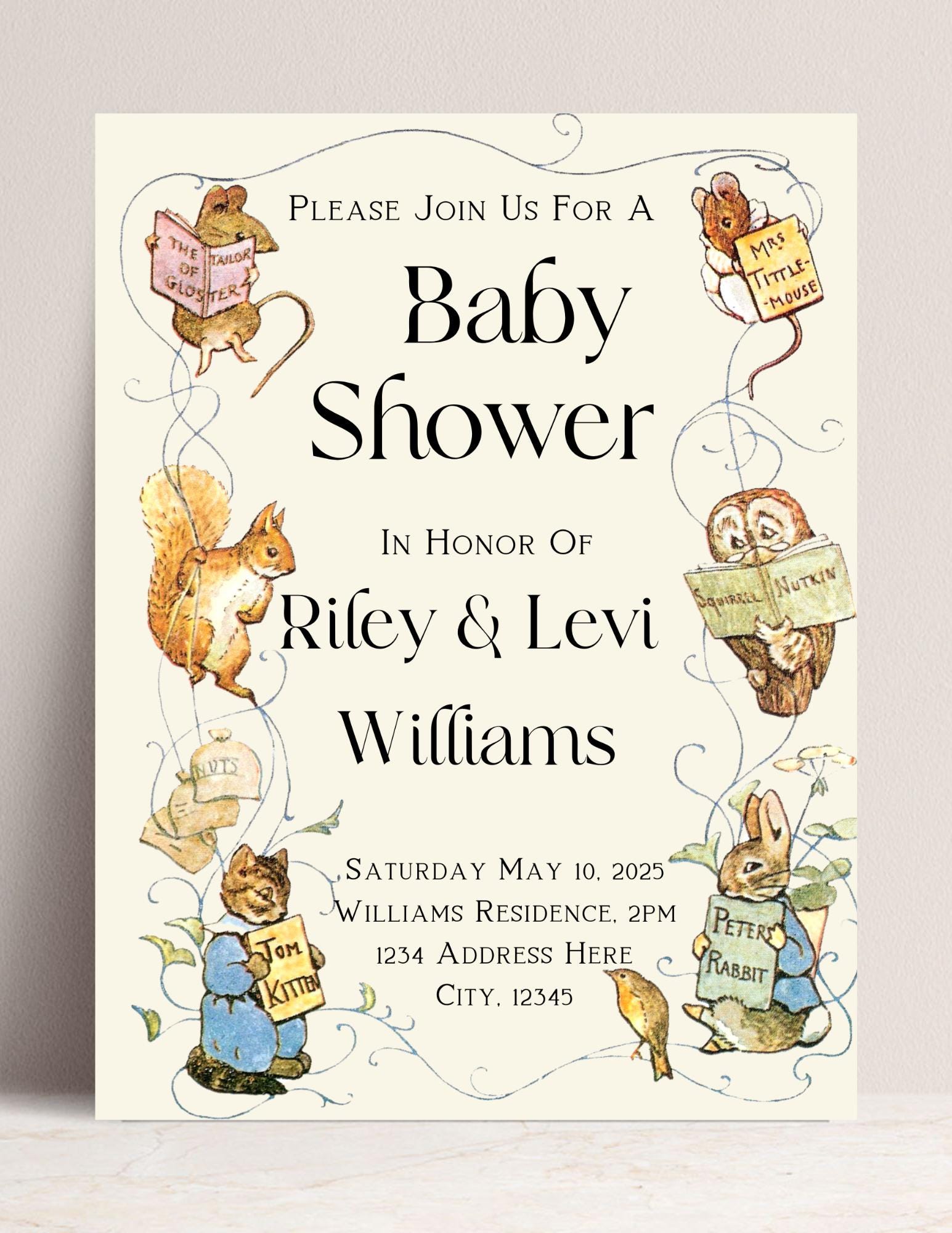 Baby Shower Invitation Beatrix Potter Peter Rabbit Tom Kitten - Etsy