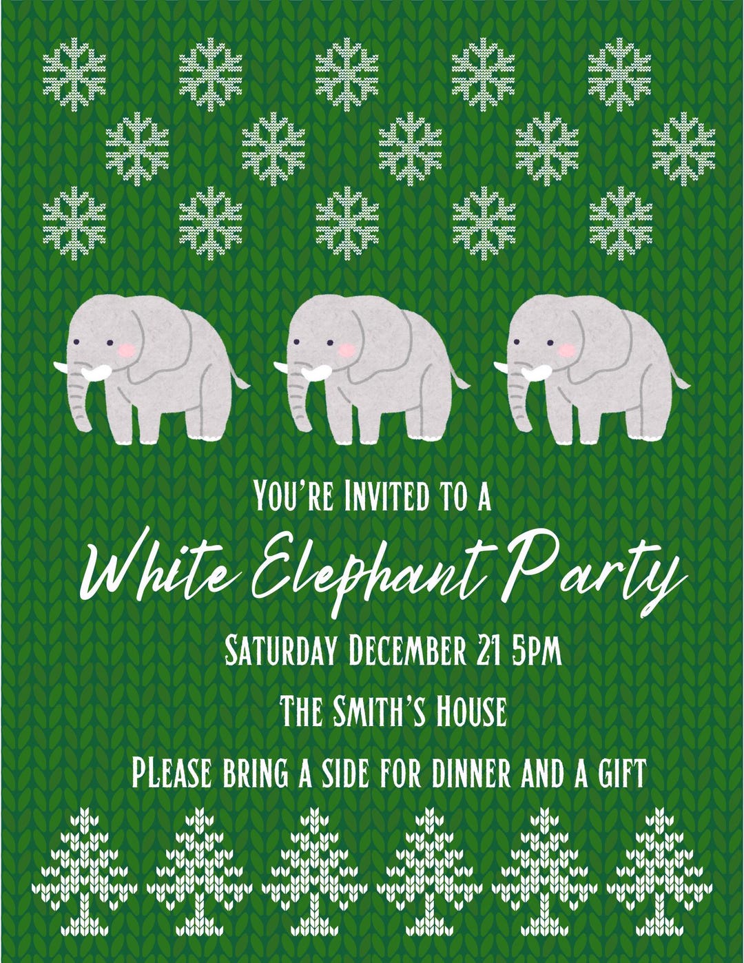 White Elephant Party Invitation - Etsy