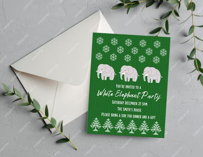White Elephant Party Invitation - Etsy