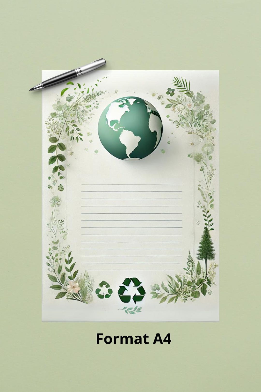 Printable Earth Day Stationery, Botanical Stationery, A4 Size, US, Note ...