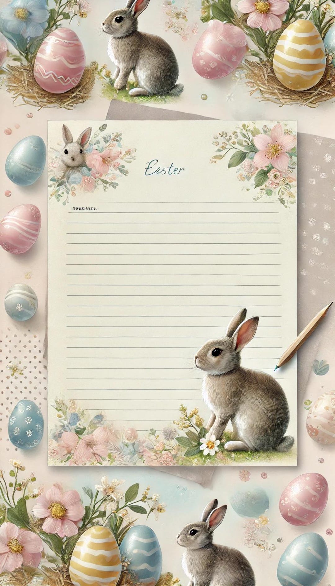 Easter Writing Paper, Lined Printable Paper, Decorative Paper With ...