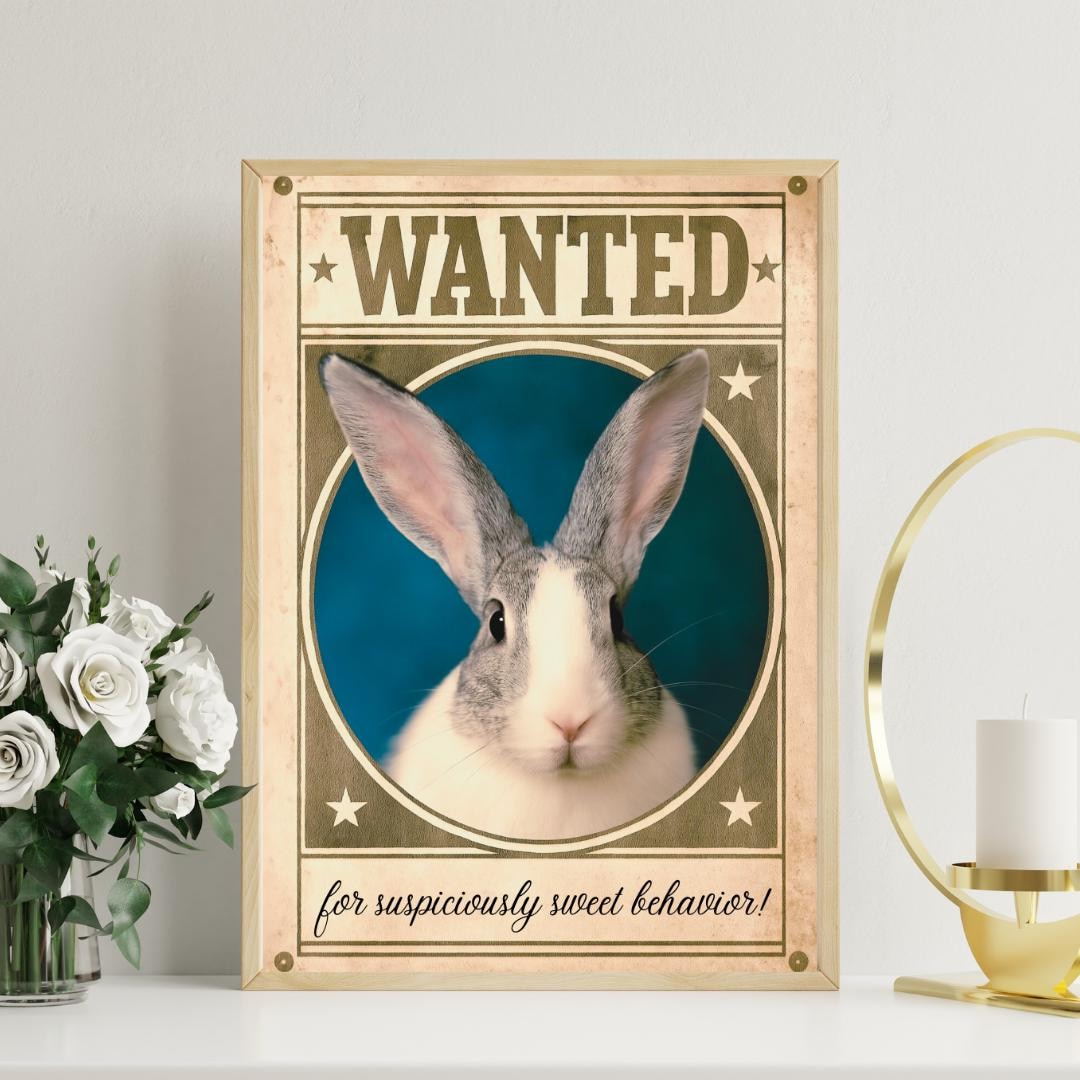 Wanted Easter Bunny Poster, Vintage Western Poster, Funny Animal Art - Etsy