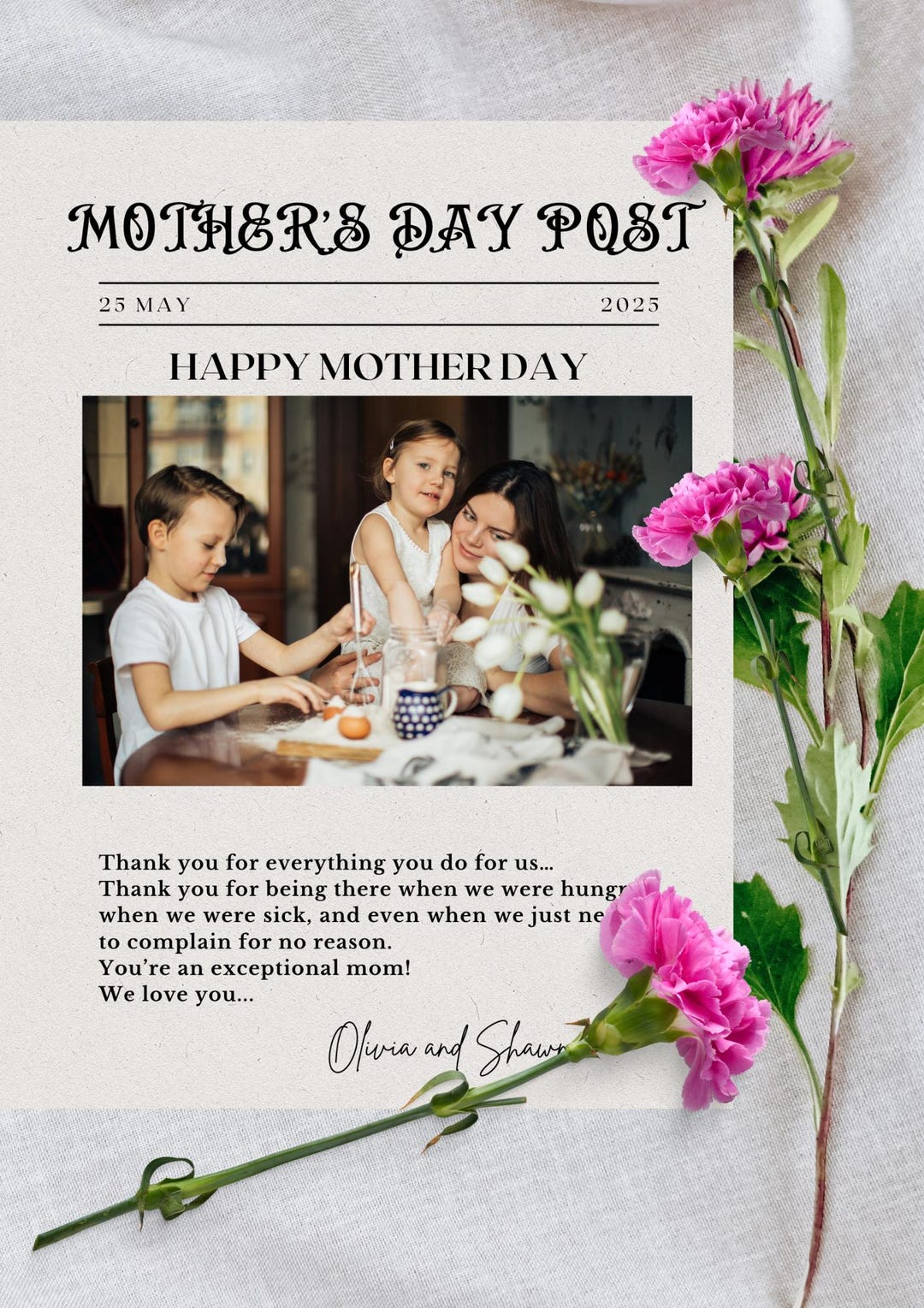 Editable Mother's Day Journal Template, Personalized Mother's Day Gift ...