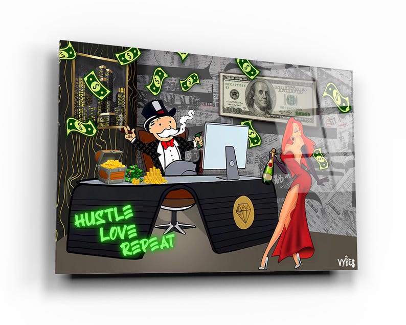 Monopoly Wall Art, Monopoly Man Jessica Rabbit, Canvas Print, Acrylic ...