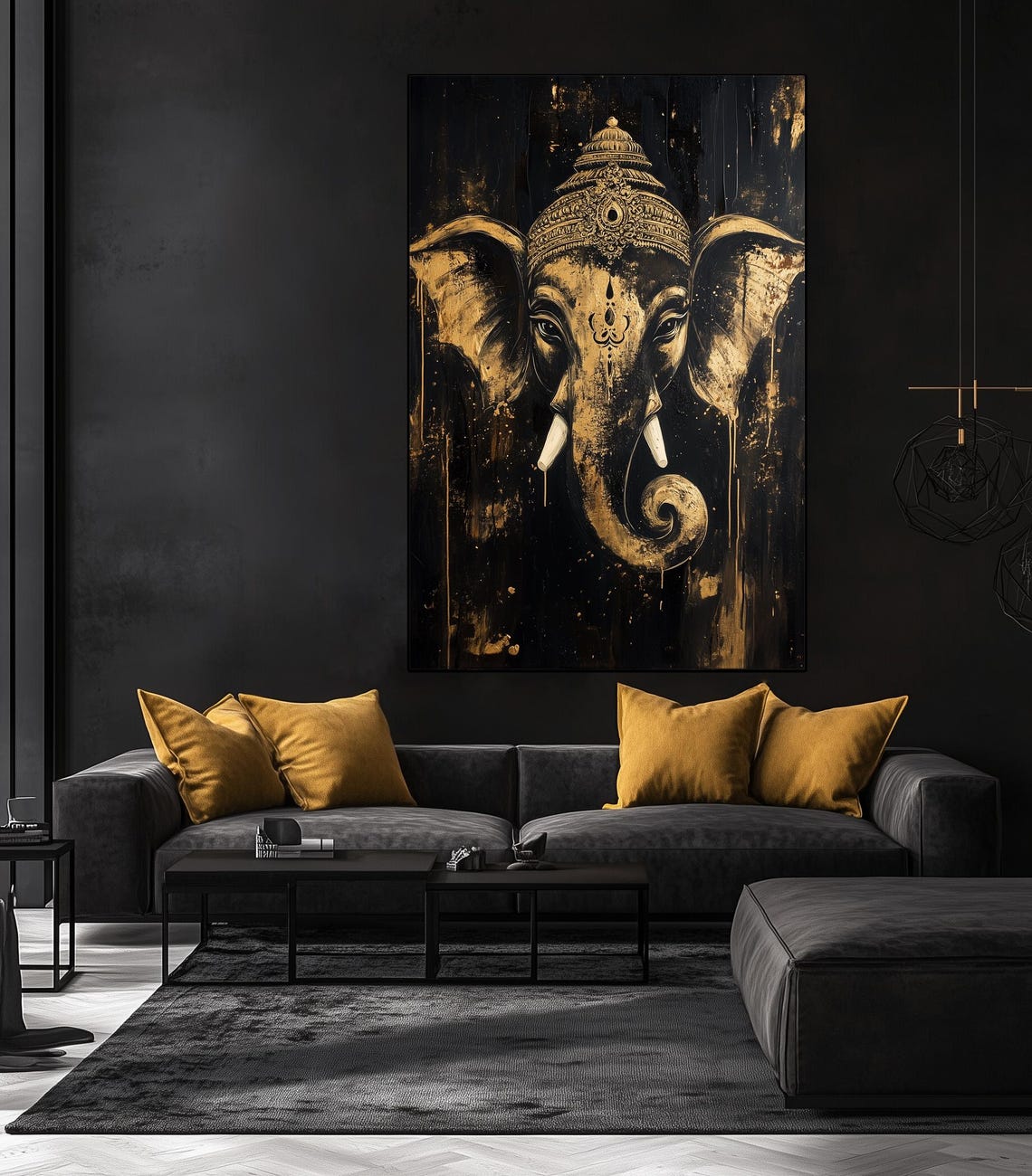 Lord Ganesha Digital Print, Ganesha Wall Art, Ganesha Painting, Ganesha ...