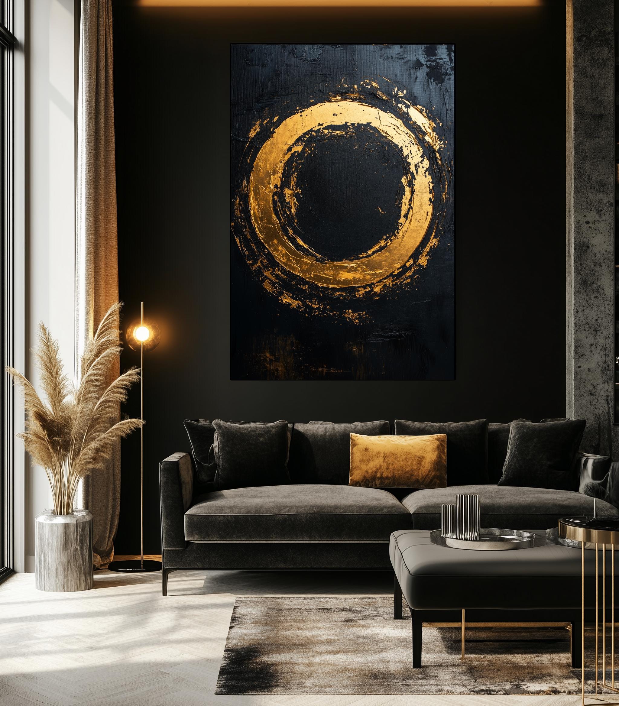 Zen Circle Wall Art Digital Print Gold and Black Japanese Enso ...