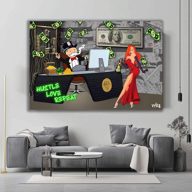 Monopoly Man & Jessica Rabbit Pop Art: Canvas or Acrylic Print - Etsy