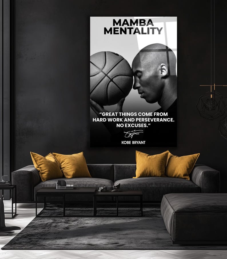 Kobe Bryant Wall Art, Mamba Mentality Print, Motivational Wall Art ...